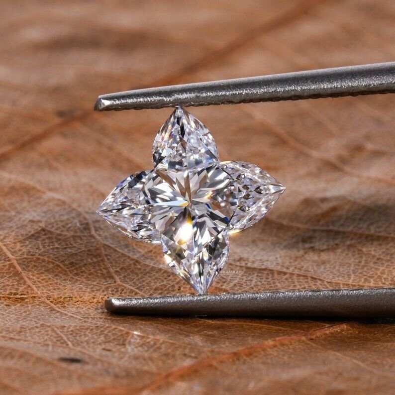 Antique Cut Flower Shaped Lab Grown Diamond CVD Loose Diamond Ring Gift ...