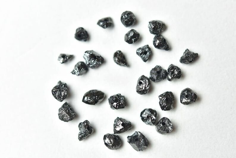 Genuine Natural Black Colour Raw Diamond Tiny Uncut Beads Rough Diamond ...