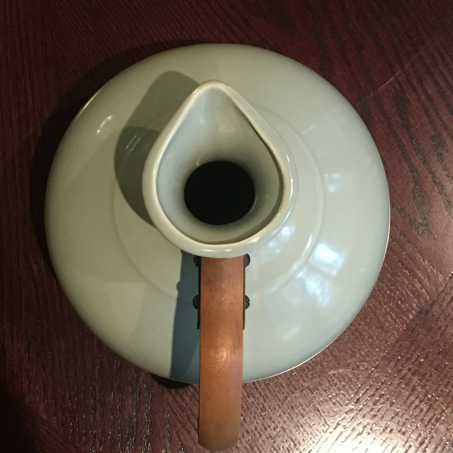 Vintage Bauer Olive Green Pitcher Carafe with wooden handle USA Los ...