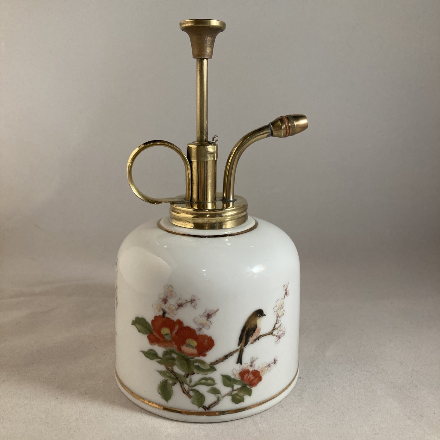 Vintage Takahashi Plant Mister Porcelain & Brass. Flowers & Birds ...