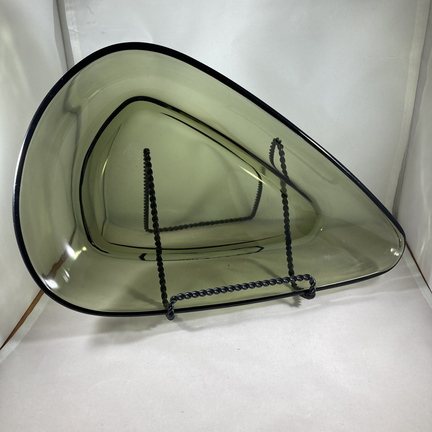 Coffee Console Table Bowl Avocado Green Triangular EUC MCM