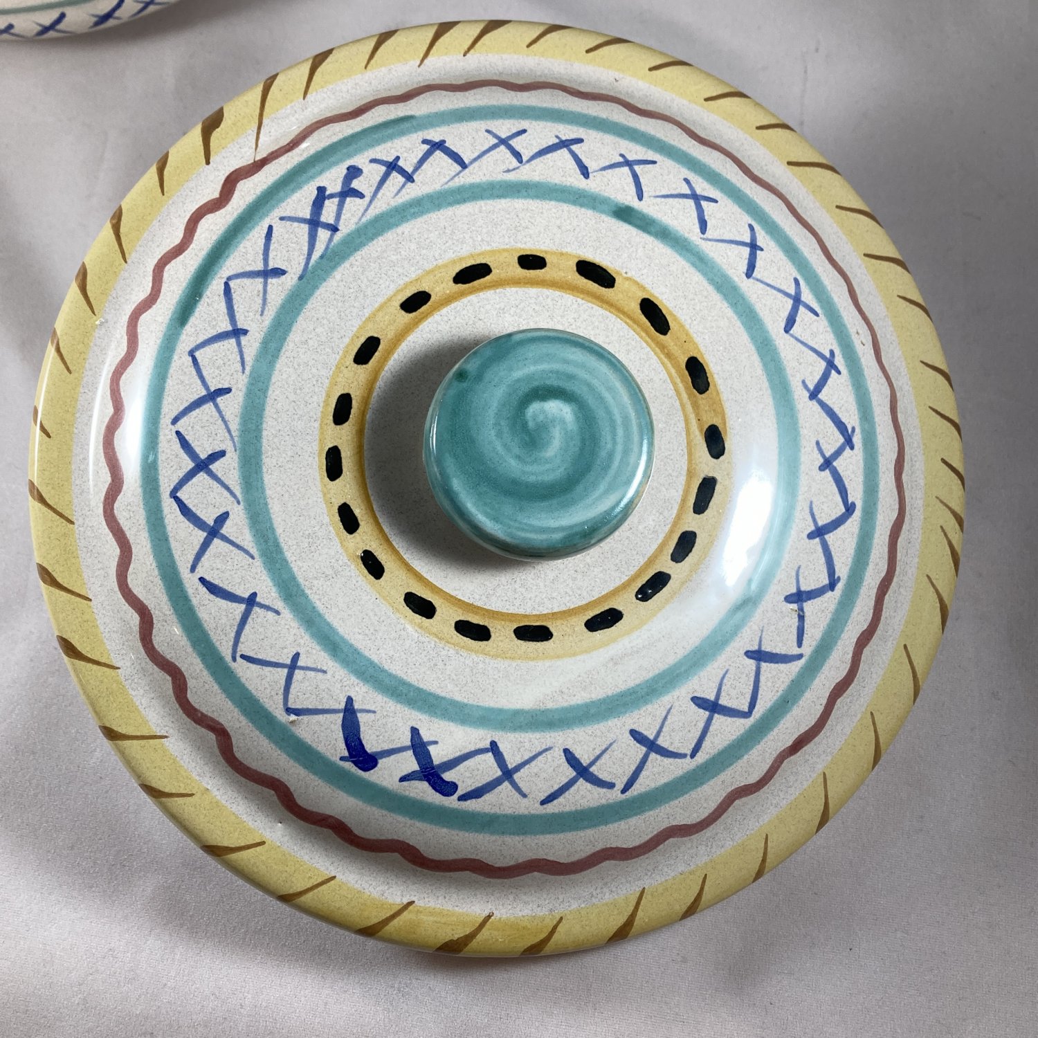 DeRuta Raffaellesco Dragon Canister Hand Painted Yellow Green Blue Rust ...