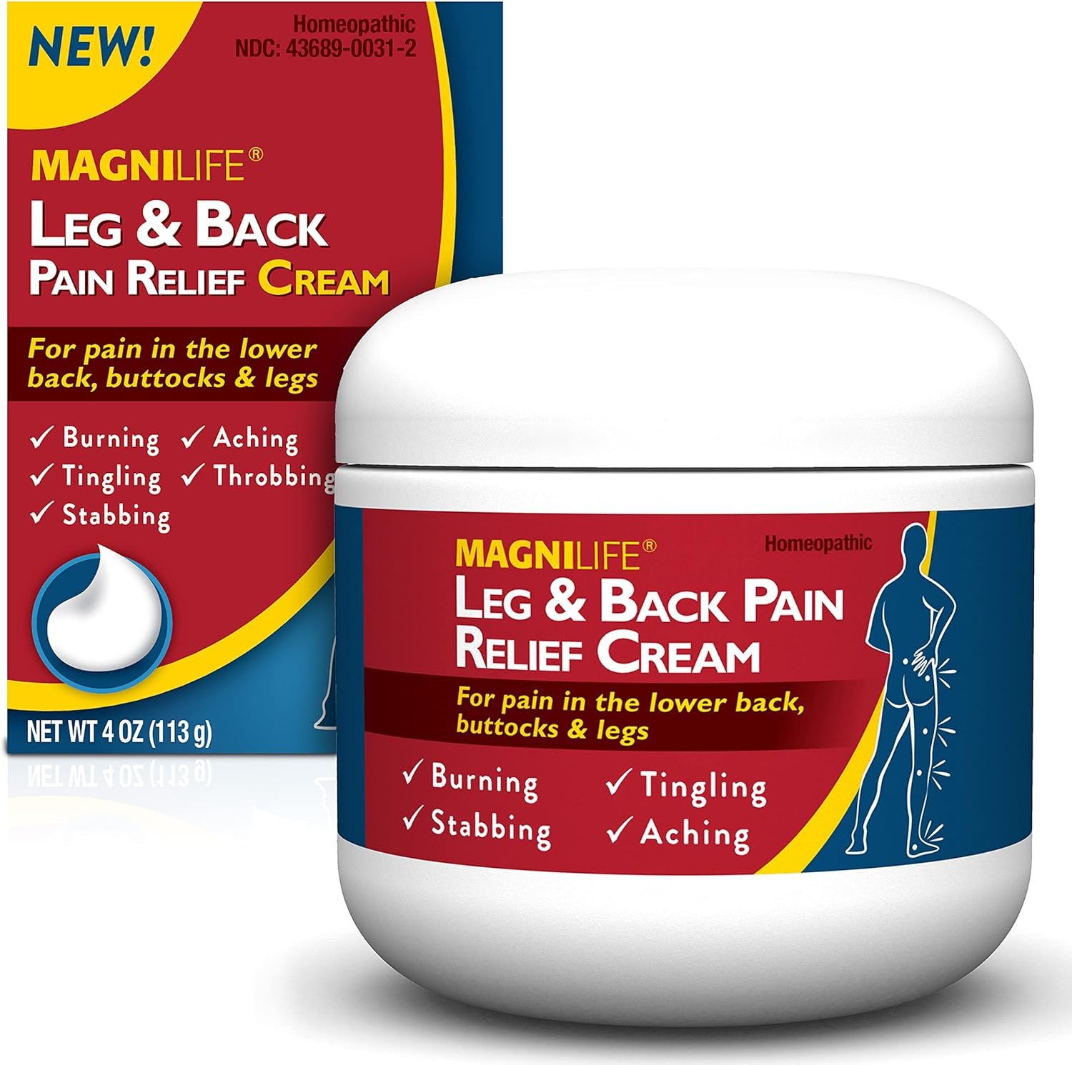 MagniLife Leg & Back Pain Relief Cream, Fast-Acting Pain Relief