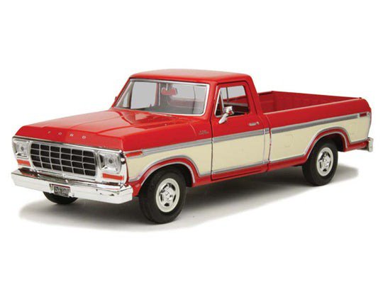 1979 Ford F150 Custom Truck - 2 Tone Red / Cream Diecast 1:24 Scale Model