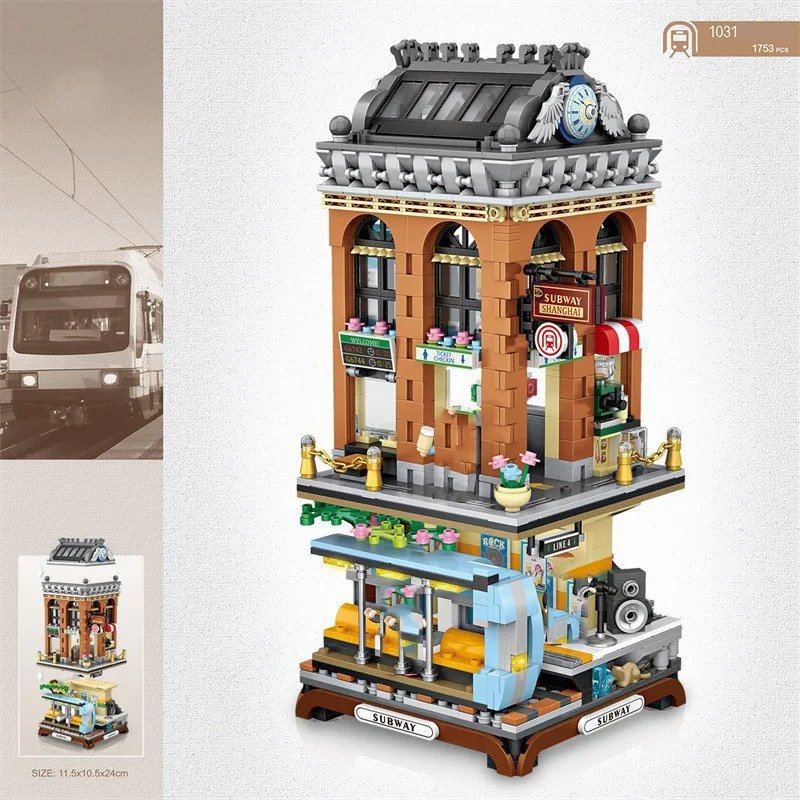 Station Mini Block Subway Model Building Brick Metro Station Toy