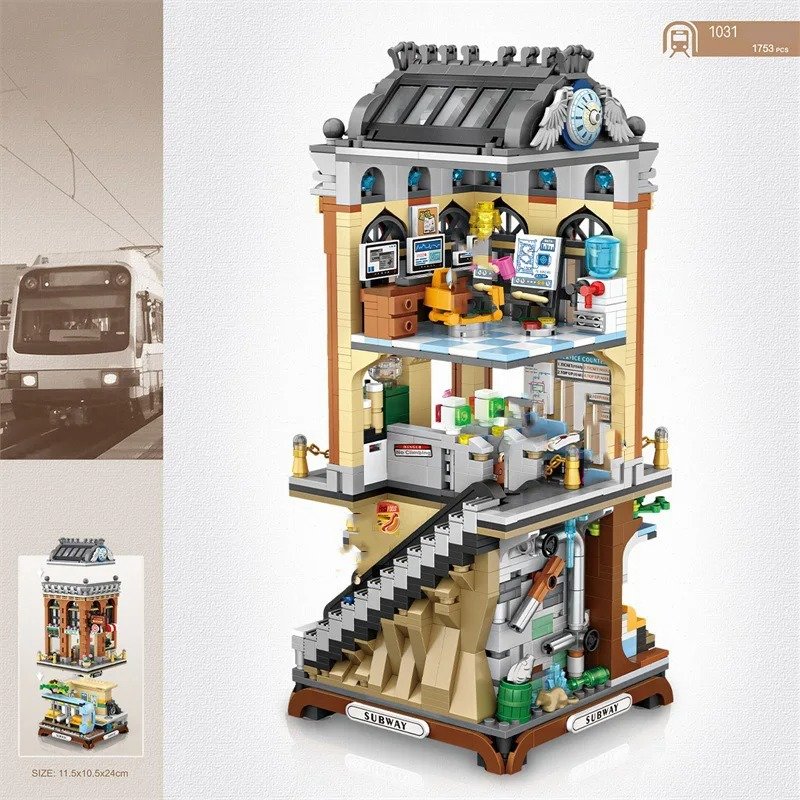 Station Mini Block Subway Model Building Brick Metro Station Toy