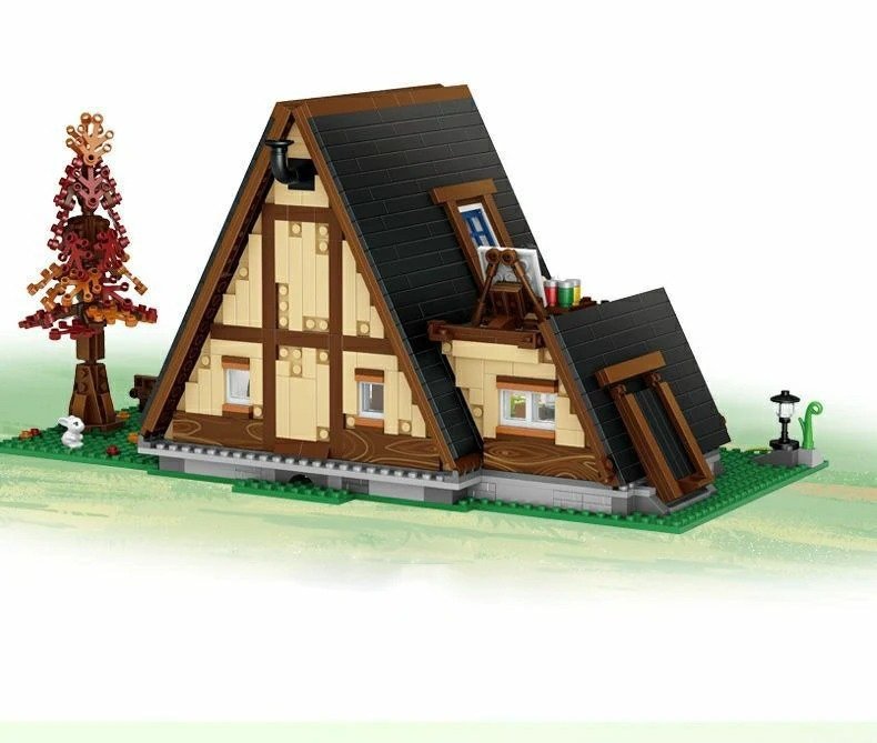 Mini Block Triangle Cabin House Construction Building Bricks Figures ...