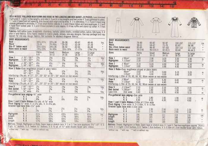Misses' Nightgown Robe Bed Jacket Sewing Pattern Size 10-12 Simplicity ...