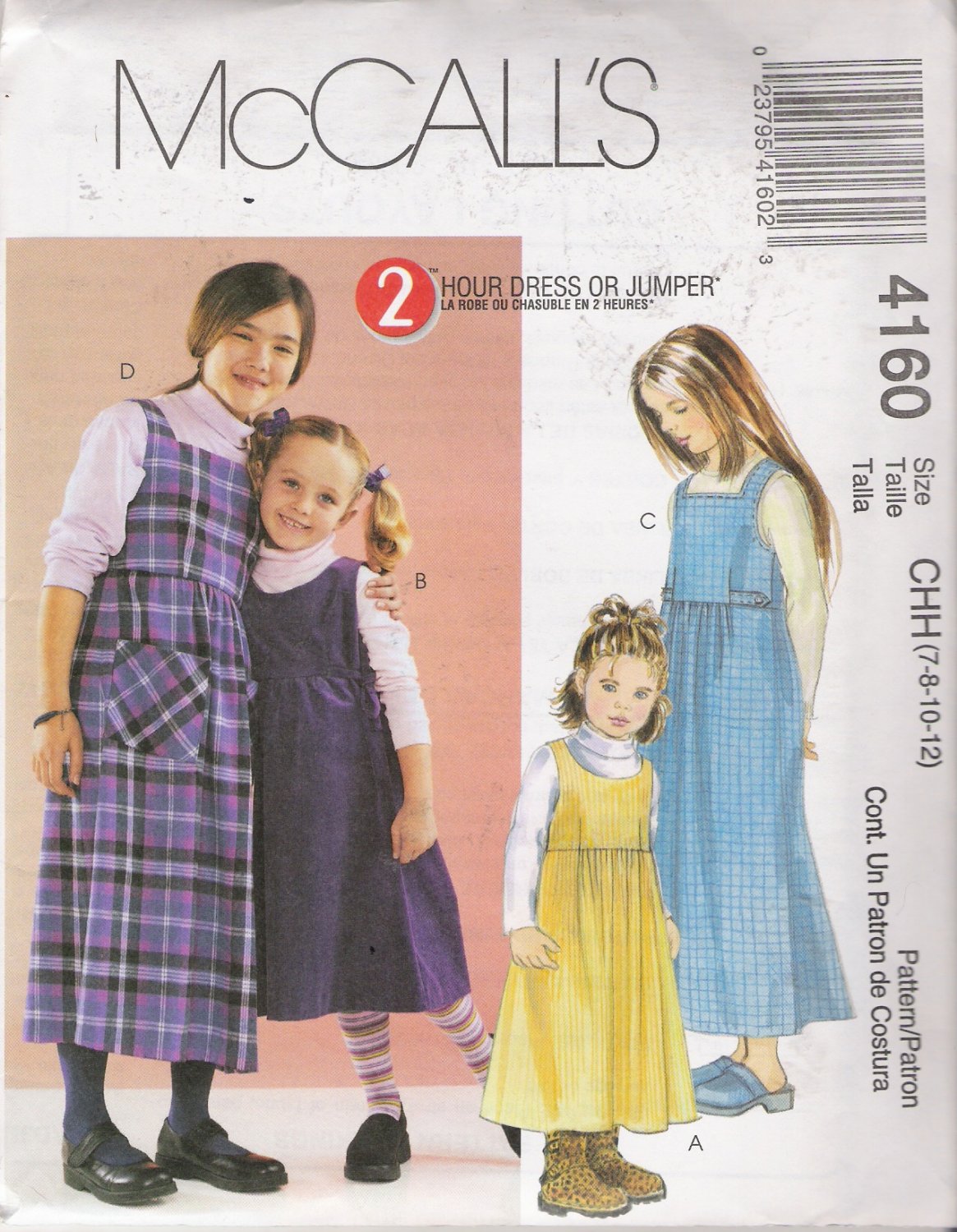 Children's / Girls' Jumpers Sewing Pattern Size 7-12 McCall's 4160 UNCUT