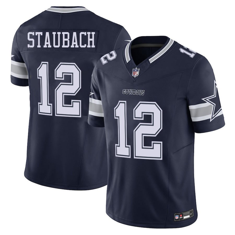 Dallas Cowboys #12 Roger Staubach Navy Limited Stitched Jersey