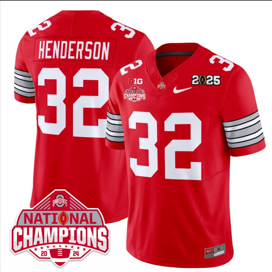 Treveyon Henderson Jersey #32 Ohio State 2025 CFP Patch National ...