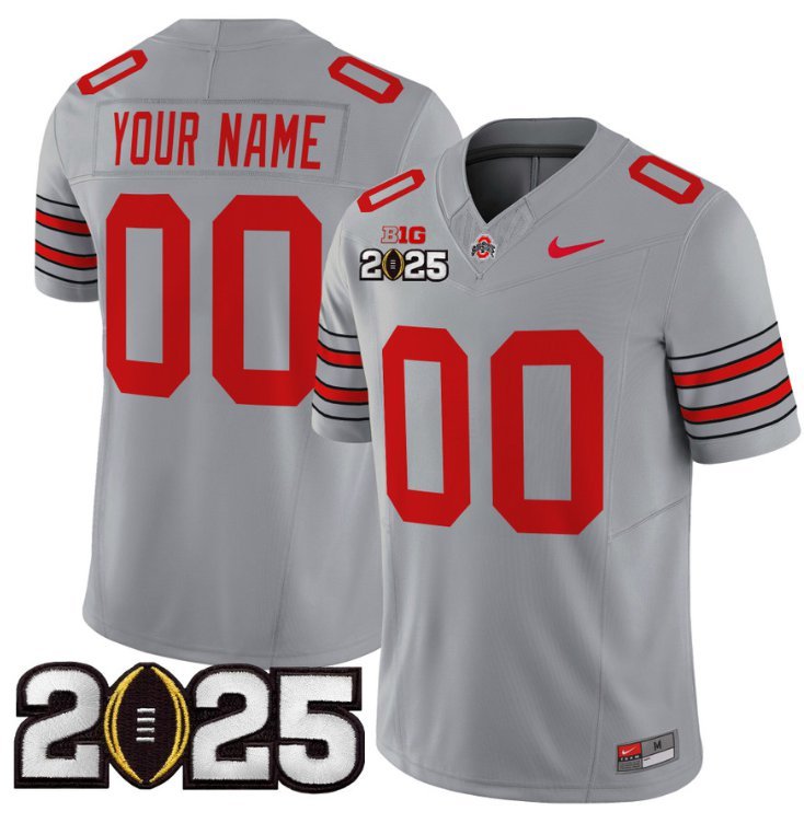 Custom Ohio State Buckeyes Jersey 'Heritage Stripe' 2025 CFP Final Gray