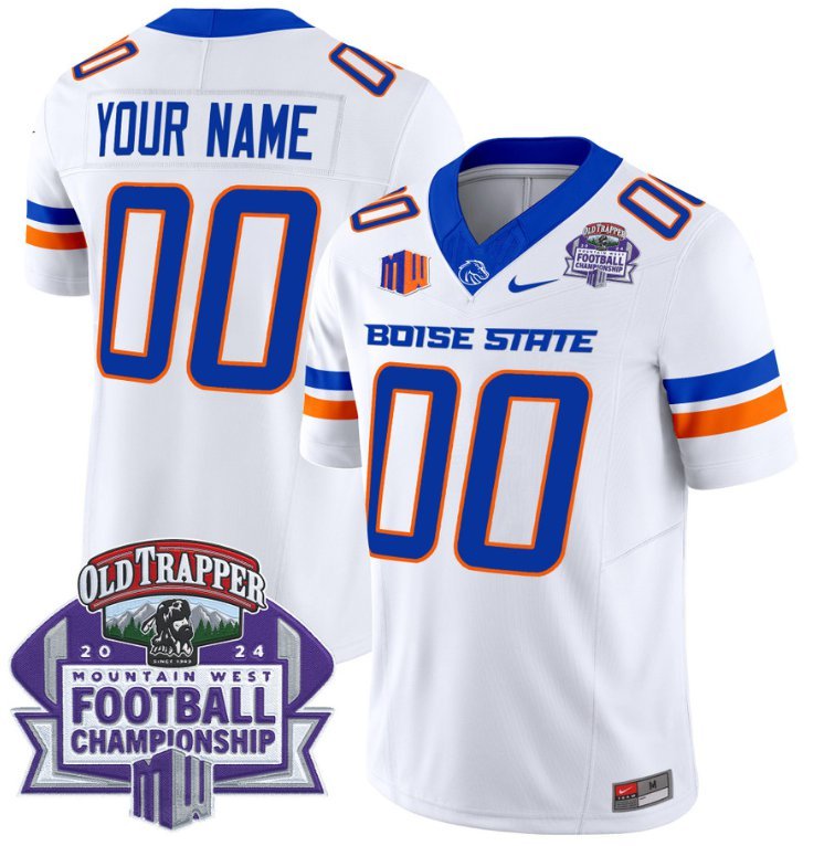 Custom Boise State Broncos Jersey 2024 Championship Patch White