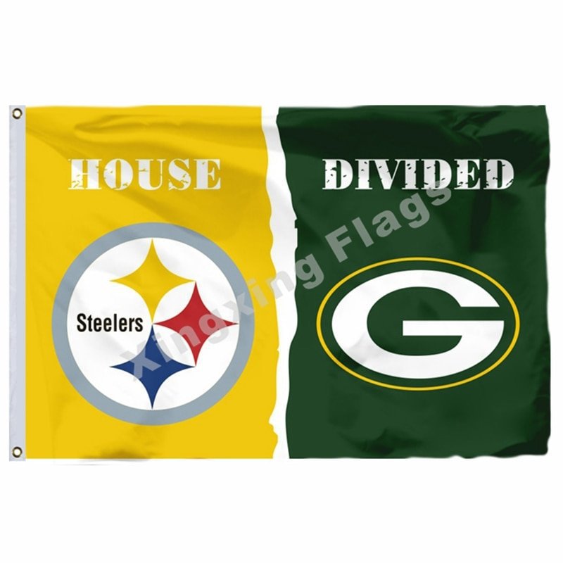 Pittsburgh Steelers Green Bay Packers House Divided Flag 3ft X 5ft Pol
