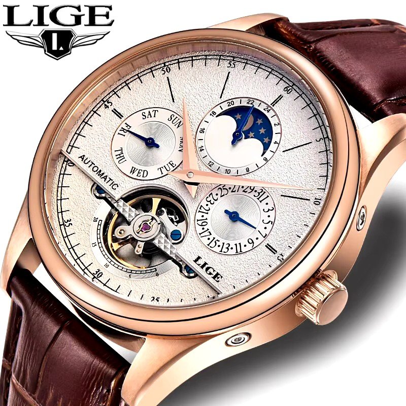Lige mechanical automatic men watch