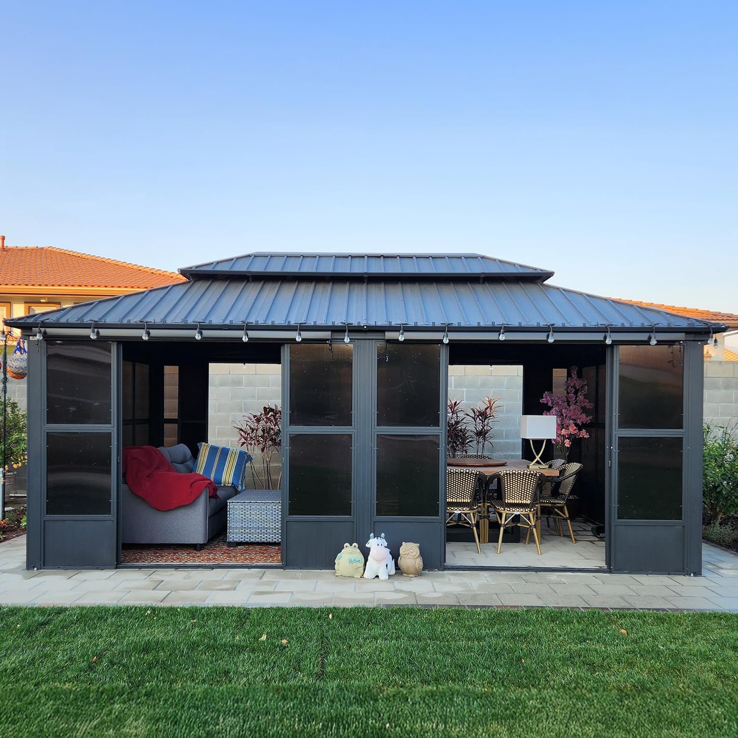 PURPLE LEAF 12' X 20' Sunroom Permanent Hardtop Gazebo Solarium Steel