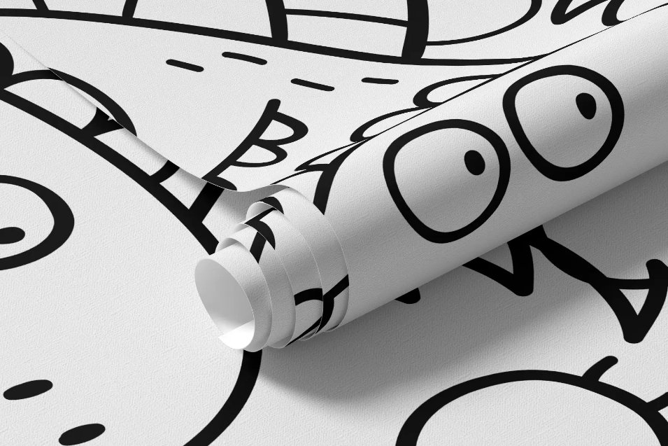 Wall Mural Coloring Pages, Funny Monsters, Photo Wallpaper for Kids ...