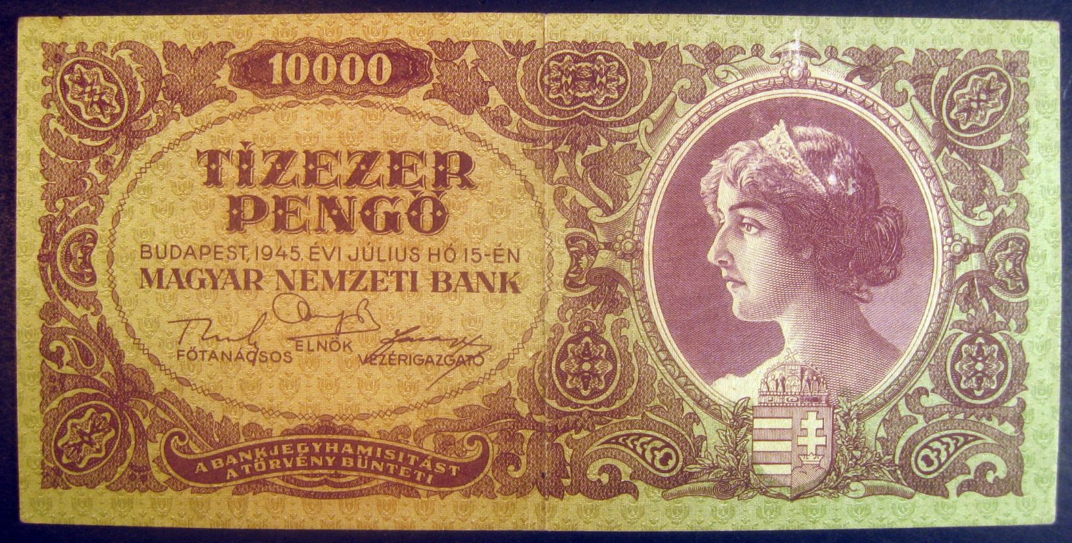 1945 Hungary 10000 Pengo Banknote, Bank Note, Paper Money, Hungarian ...