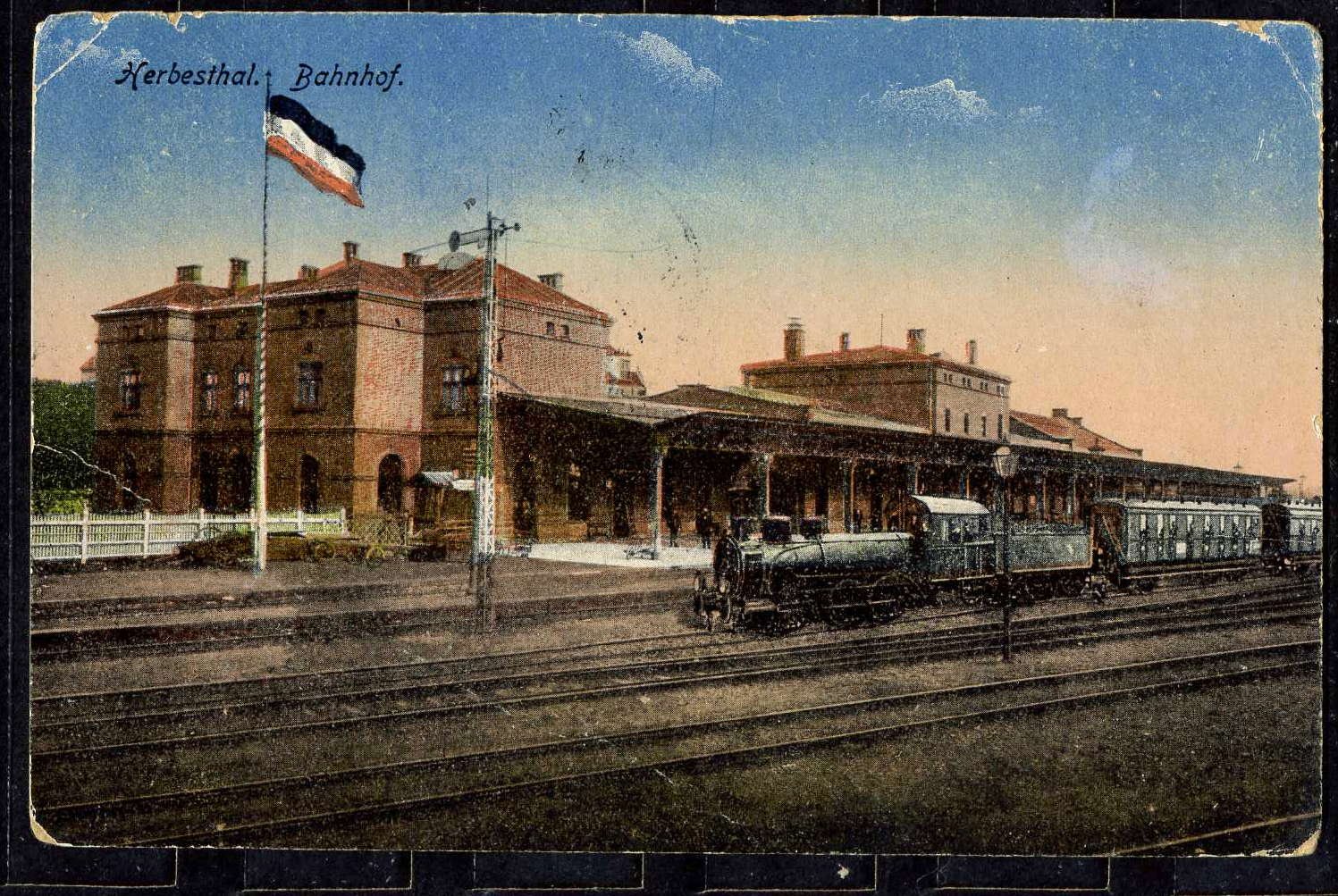Vintage Postcard Prussian/German frontier, Herbesthal Bahnhof, Railway ...