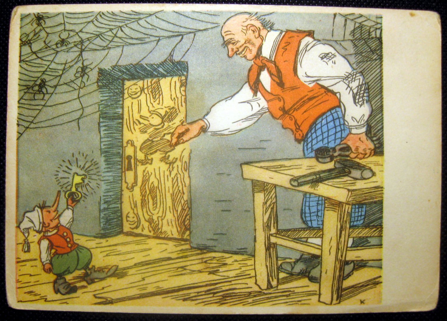 Vintage Soviet USSR Postcard, The Tale Golden Key, Buratino, Pinocchio ...