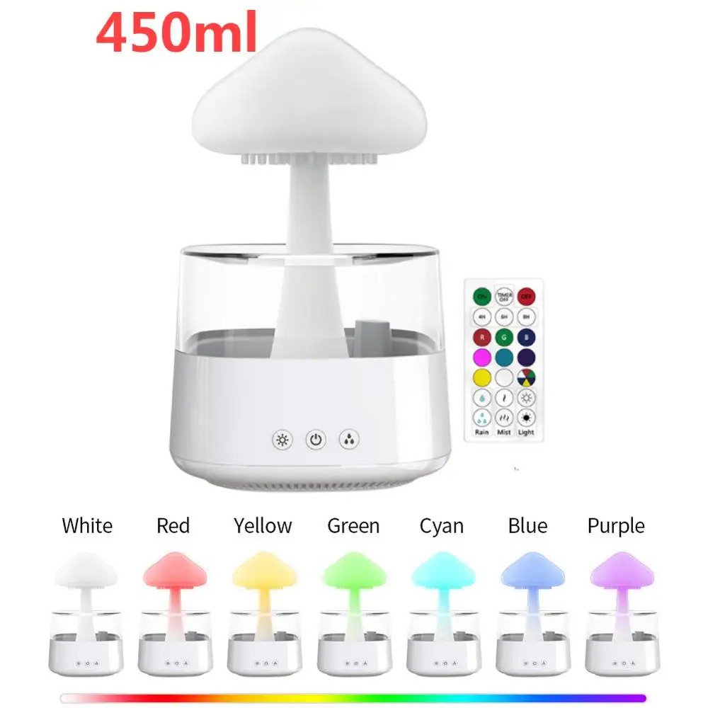 White remote control_Mushroom Rain Air Humidifier Electric Aroma ...