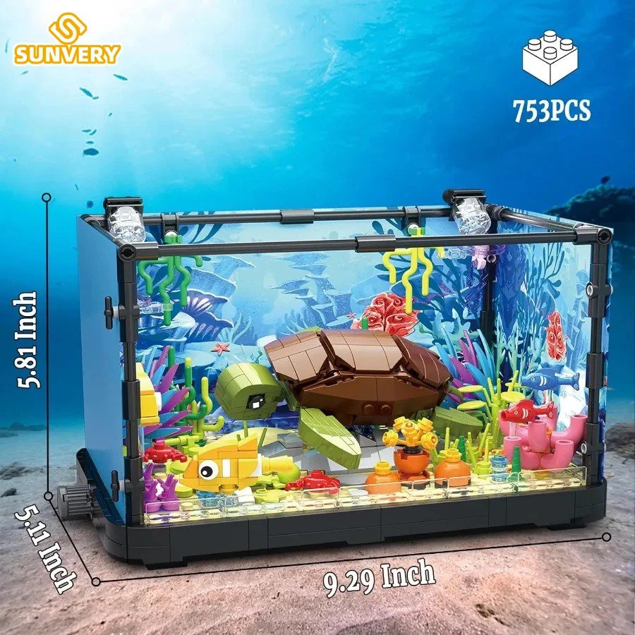Sea Turtle_Fish Tank Building Block Lighting Aquarium Compatible Sets ...