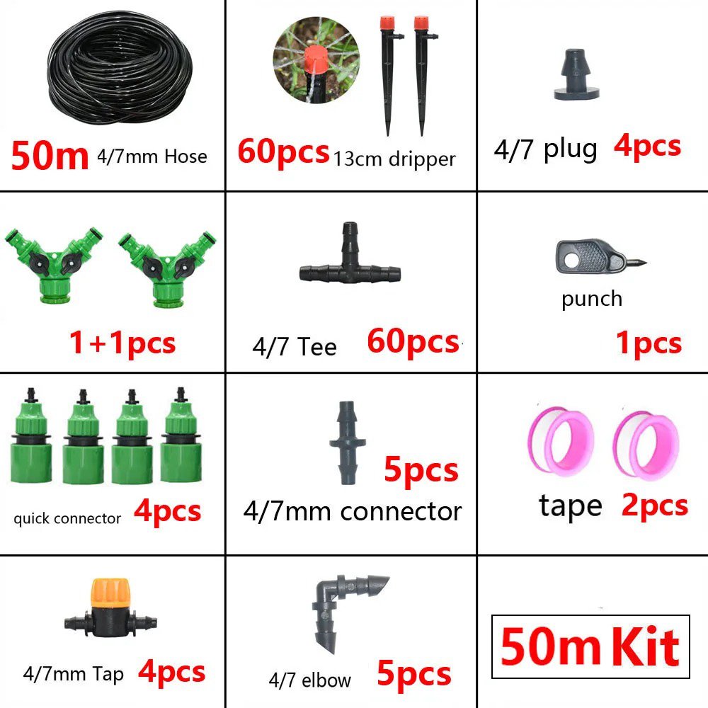 50M_DIY Drip Irrigation System Automatic Watering Kit Irrigation Timer ...