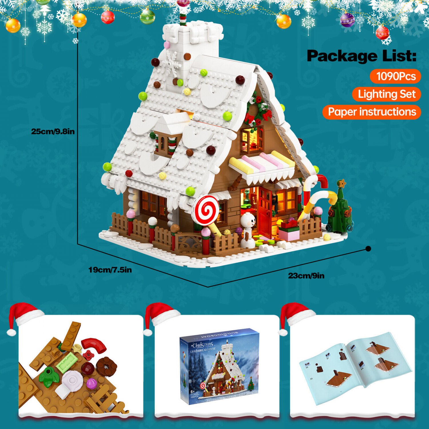 Christmas Gingerbread House Model Building Blocks Set with LED Light ...