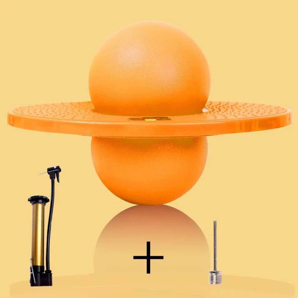 Yellow_Pogo Bouncing Ball with Handle and Ball Pumps Jump Pogo Maximum ...