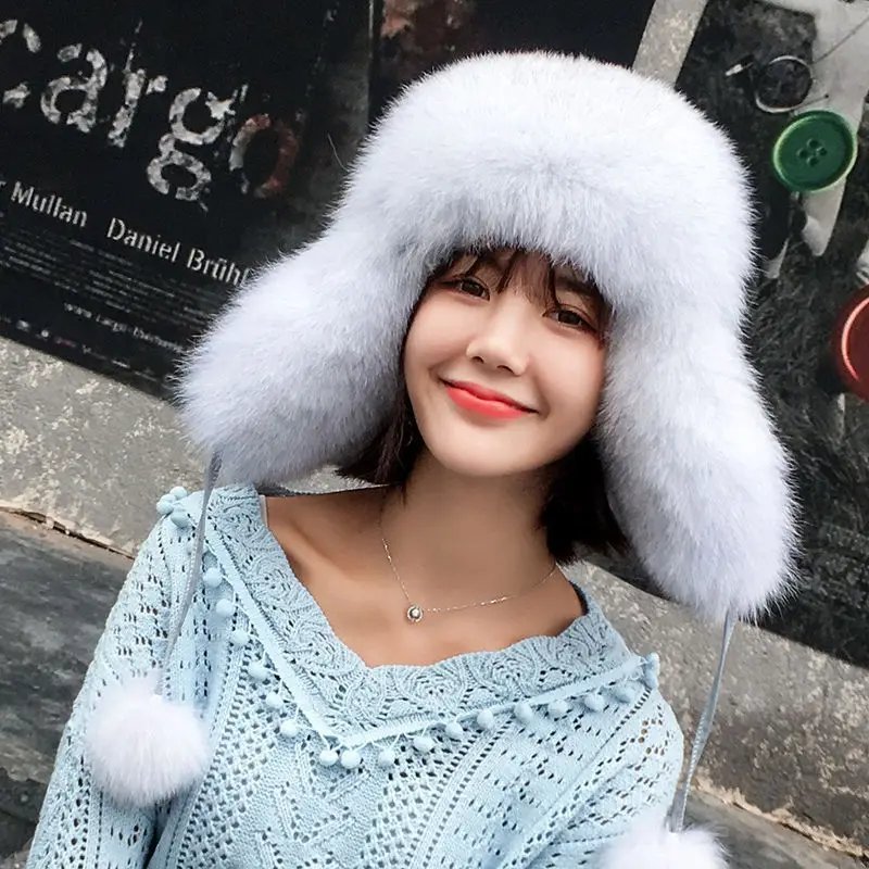 natural fox white_Women Natural Raccoon Fur Caps Lady Real Fox Fur Cap ...