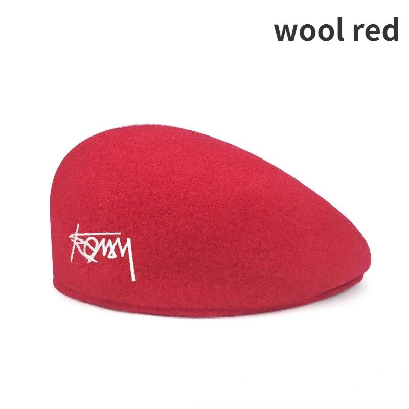 wool red_58-60cm Big Size Wool Beret Hat Women Men Summer Knitted Thin ...