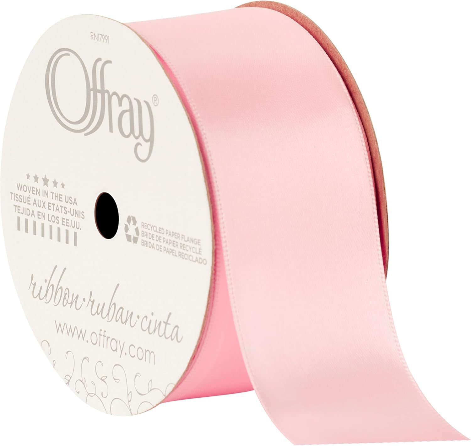 Berwick Offray Wide Double Face Satin Ribbon, Light Pink, 1 12 in x ft ...
