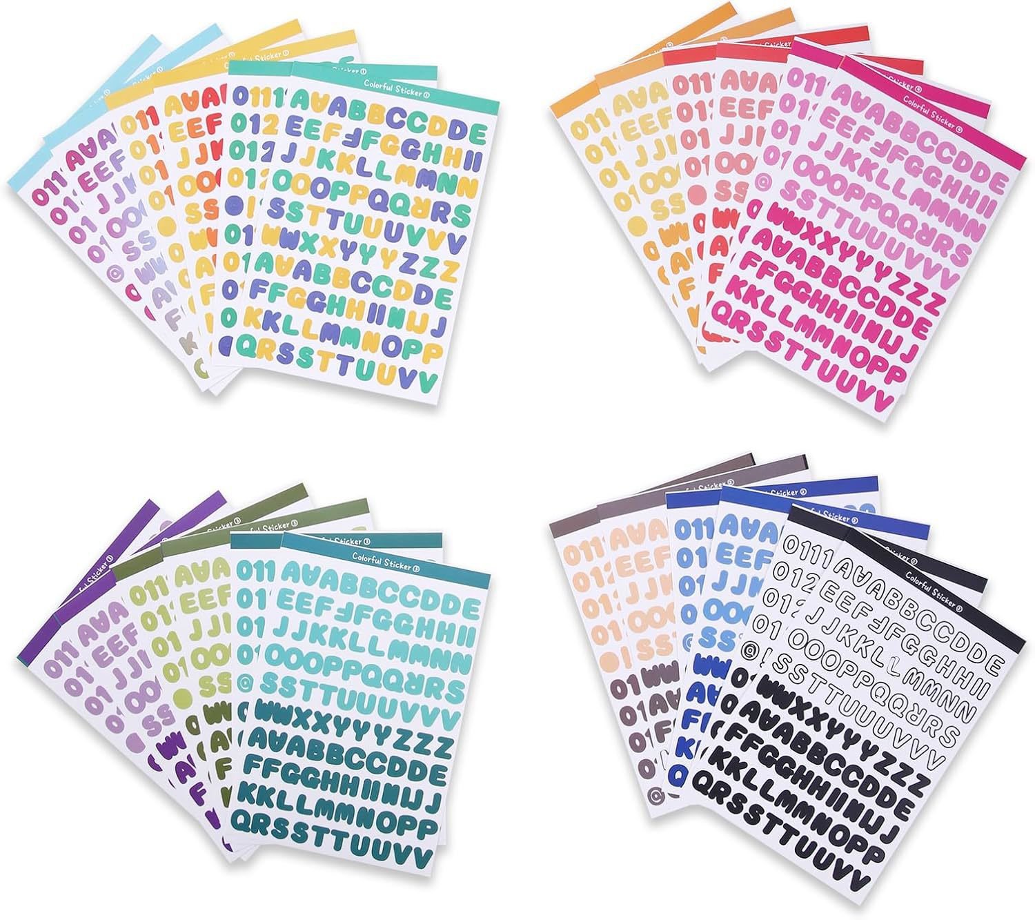2400 Pieces Small Colorful Vinyl Letter Stickers, 24 Sheets Self ...