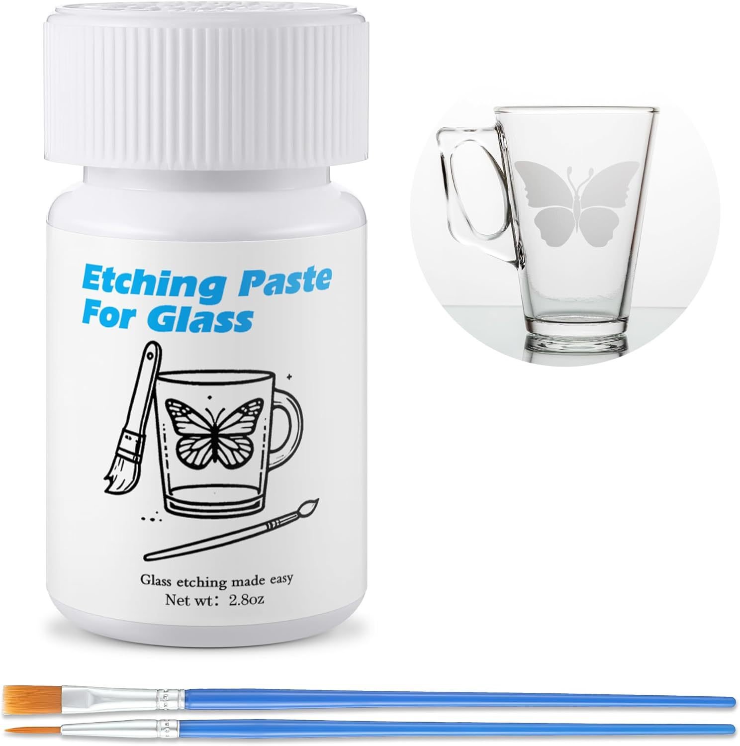 Nuanchu Glass Etch Starter Cream Kit for Intricate Designs,Etching Art Cream2 8