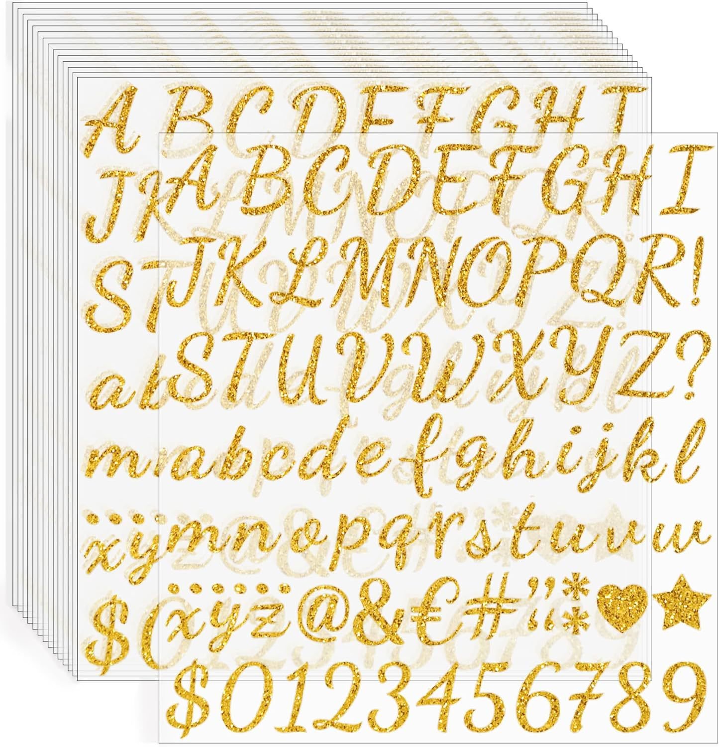 1245Pcs Letter Stickers 15 Sheets Alphabet Vinyl Gold Sticker Letters 1