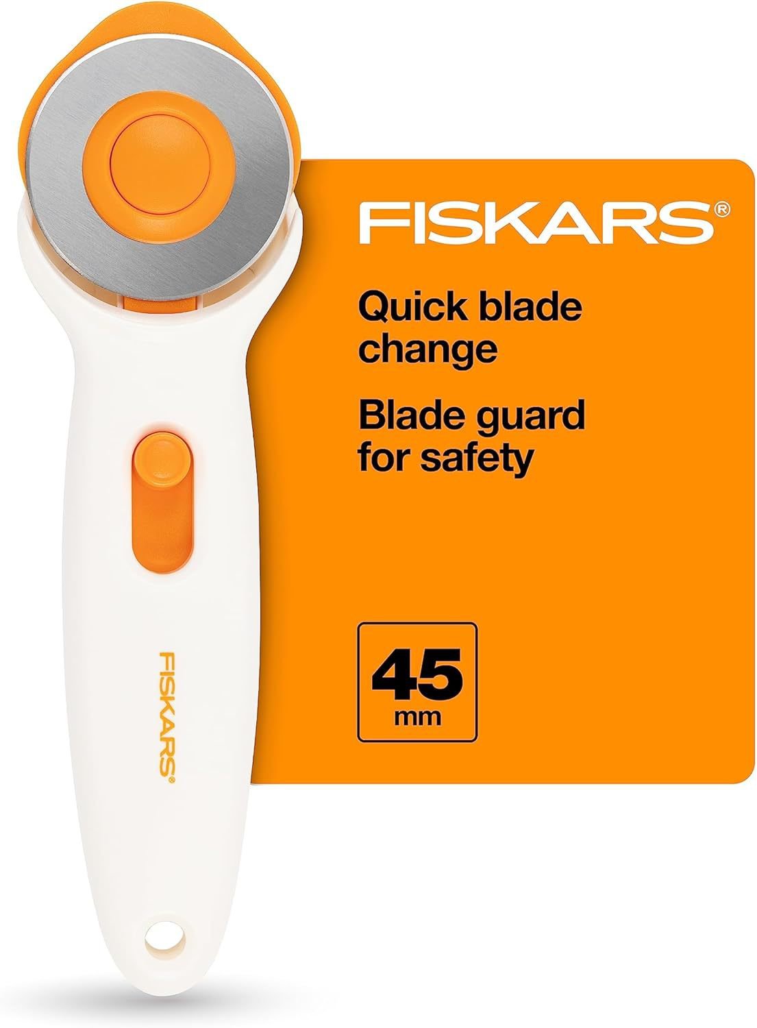 Fiskars 45mm Rotary Cutter for Fabric, Premium Steel Stick Fabric Cuts Th