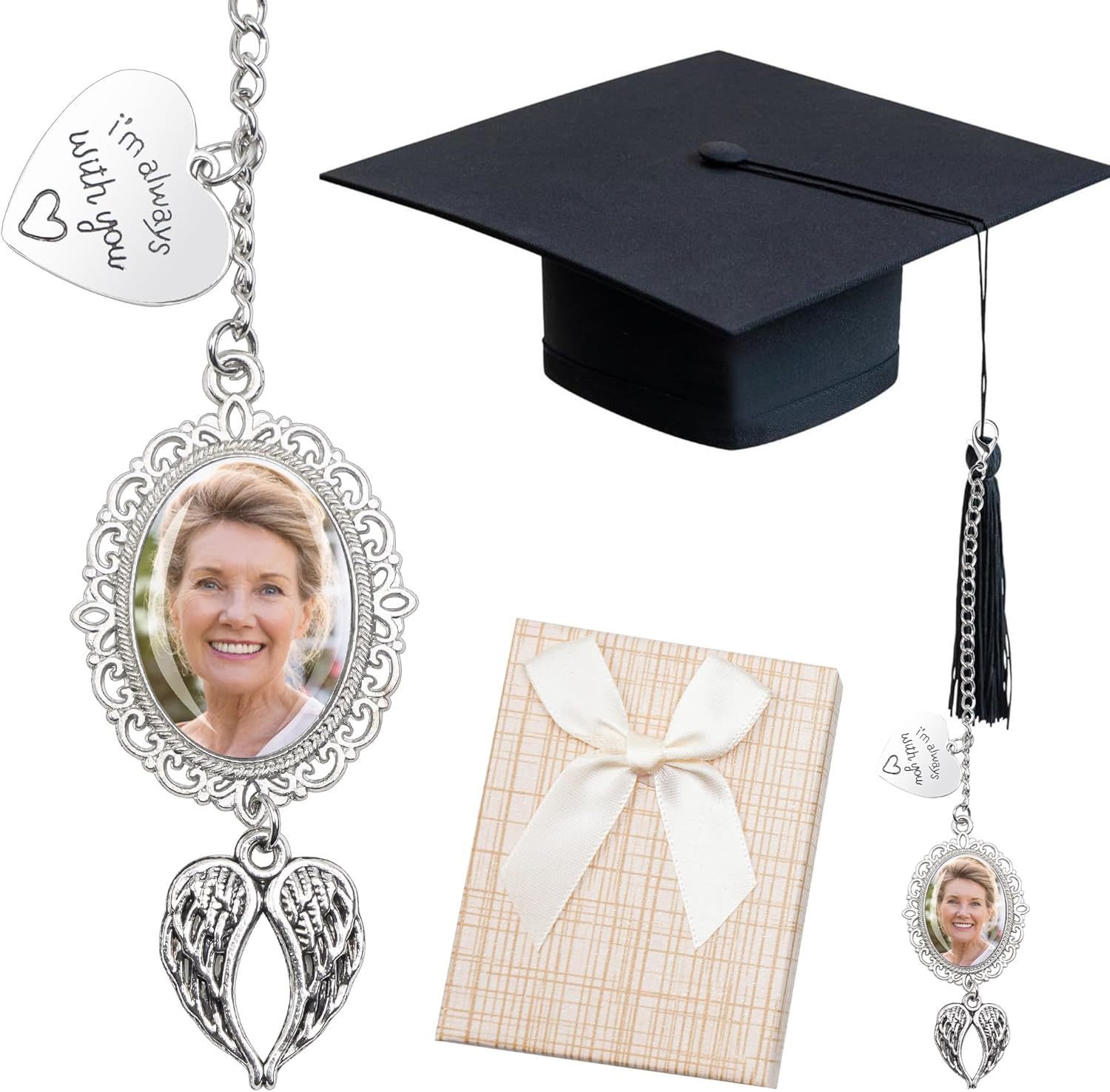 Bylion 2 Pack Custom Memorial Graduation Cap Photo Charm Class of 2025 ...