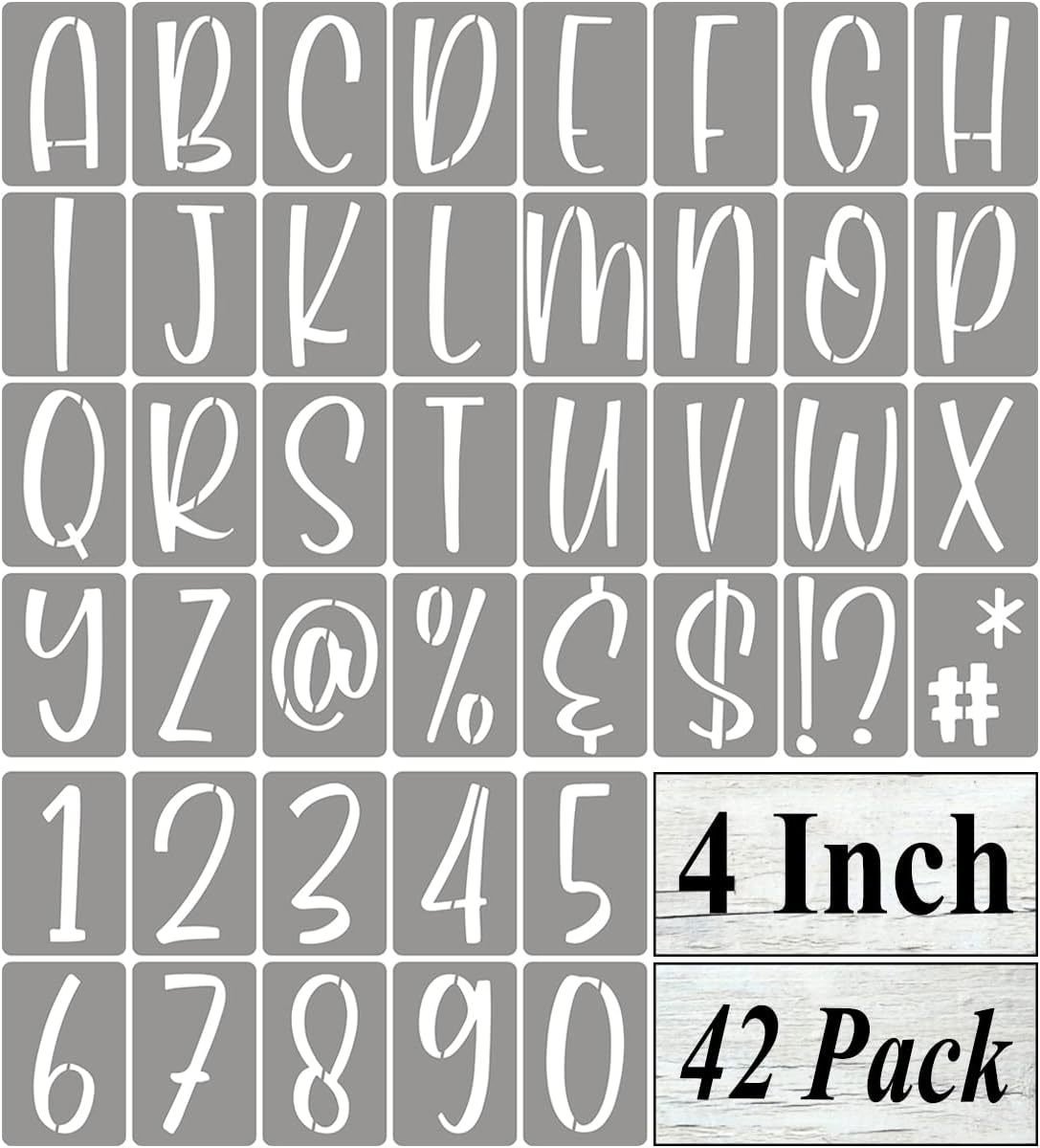 4 Inch Alphabet Letter Stencils for Painting 42 Pack and Number Stencil