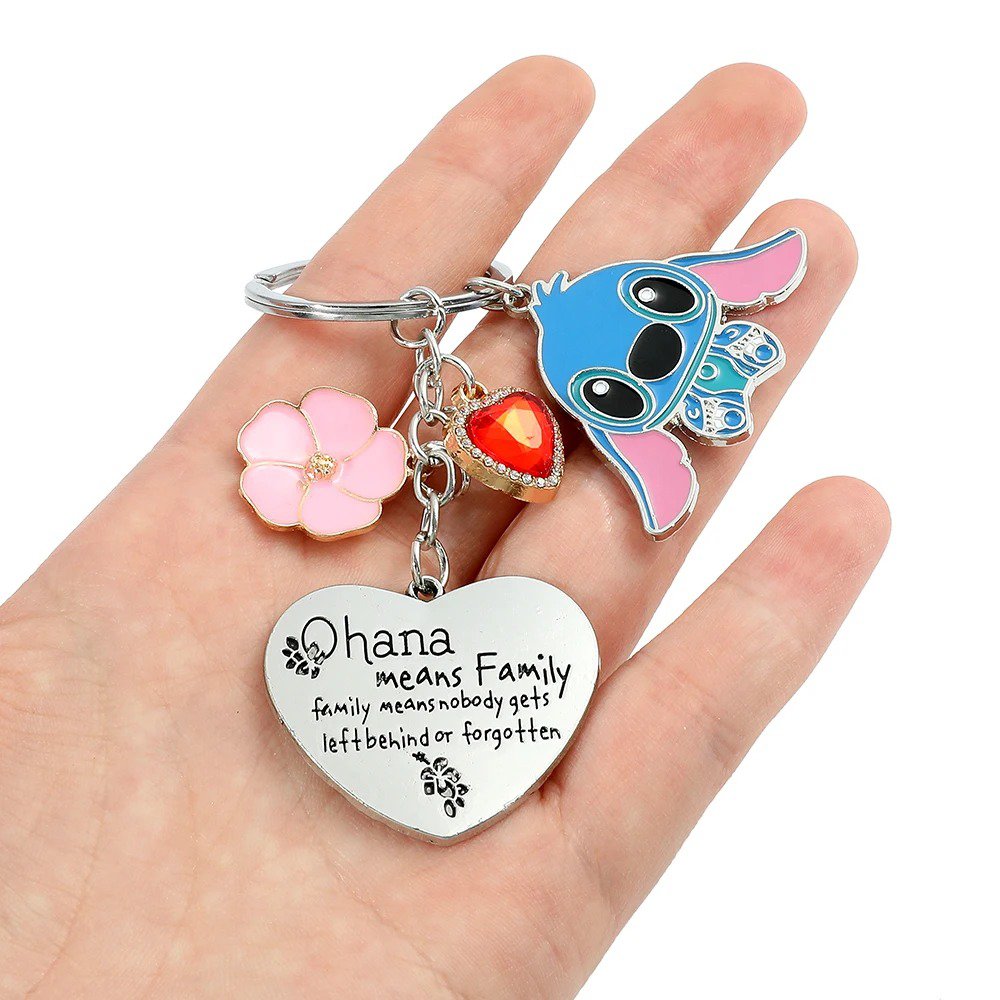Anime Figures Stitch Keychain Cartoon Love Heart Stitch Accessories ...