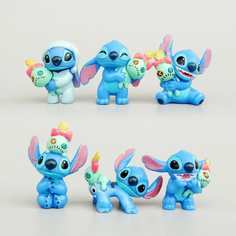 6 Pcs/Set Disney Anime Lilo and Stitch Figures Collectible Toys Charms ...