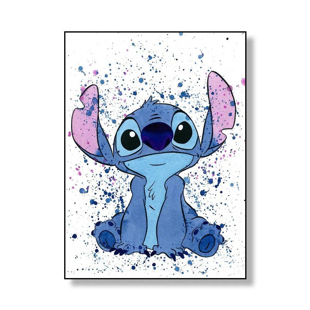 MINISO Disney Stitch Watercolor Wall Art Poster Angel Lilo Cartoon ...