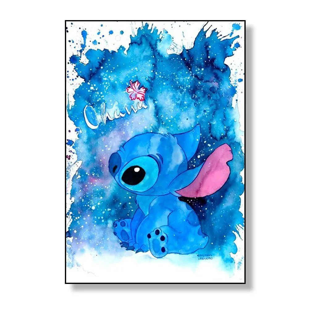 MINISO Disney Stitch Watercolor Wall Art Poster Angel Lilo Cartoon ...