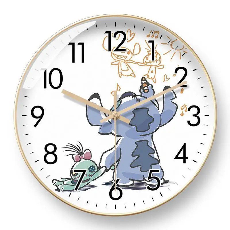 Disney Lilo Stitch Cartoon Anime Wall Clock Cute Fashion Silent Quartz ...