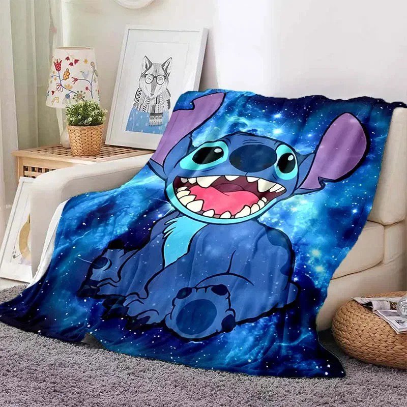 Disney Stitch Cartoon Lilo Flannel Fluffy Throw Camping Blanket for ...
