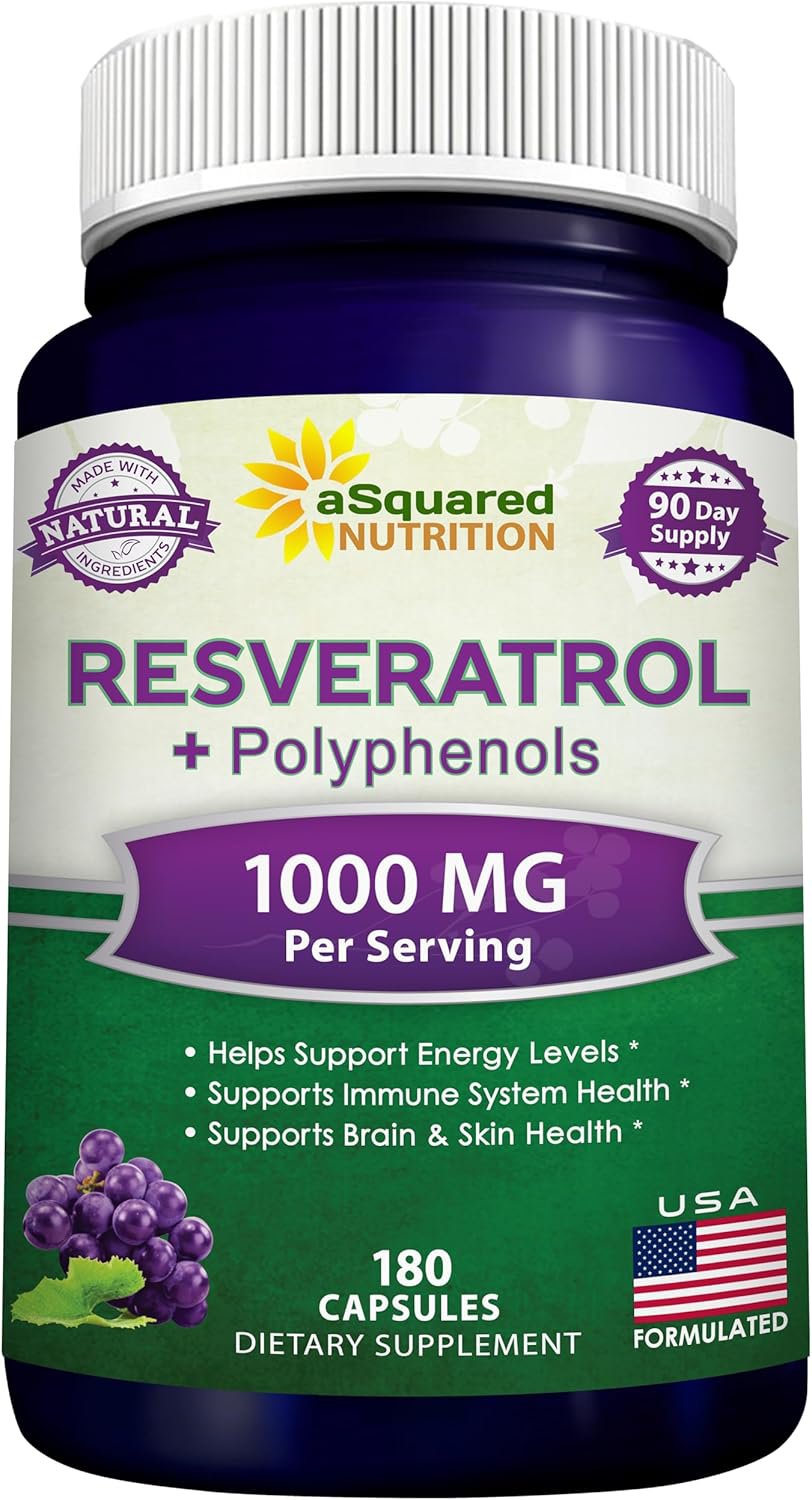 aSquared Nutrition Natural Resveratrol with Red Wine Extract - 180 Capsules