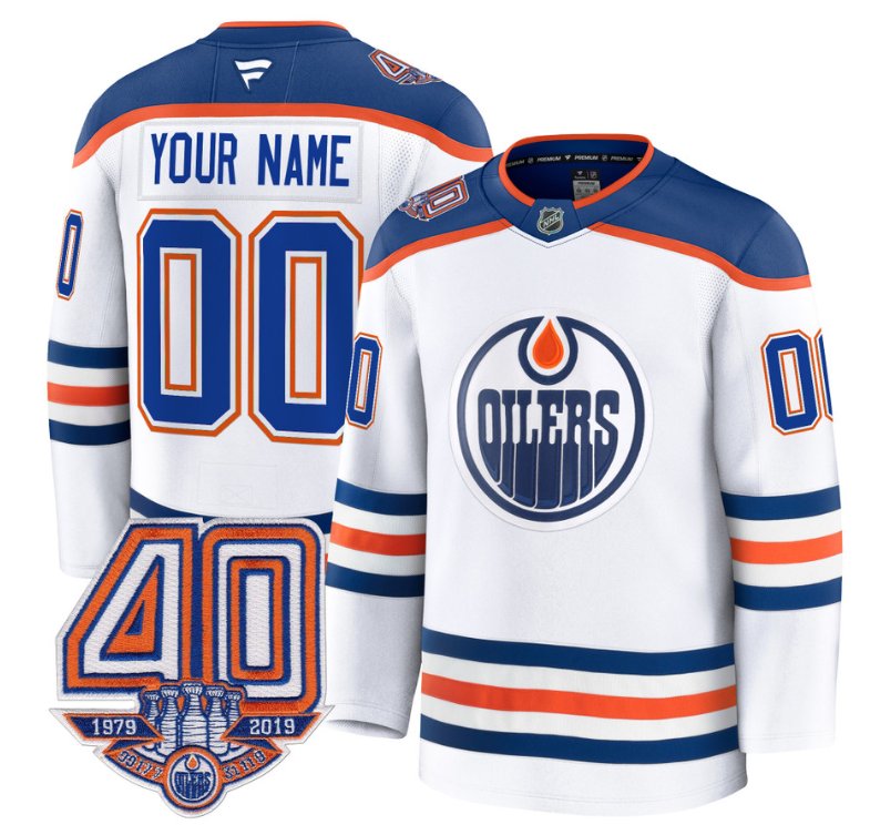Men's Custom Edmonton Oilers Jersey 40th Anniversary Patch Premium ...