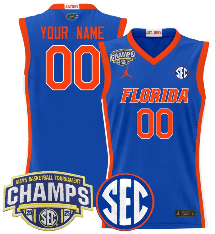 Custom Florida Gators Jersey 2025 SEC Champions Stitched Royal