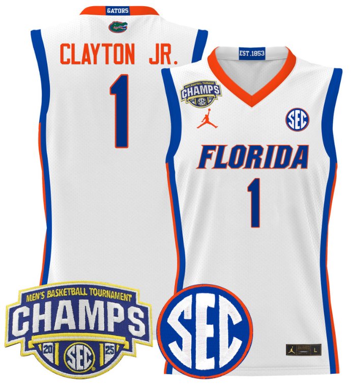 Walter Clayton Jr Jersey #1 Florida Gators 2025 SEC Champions Stitched ...