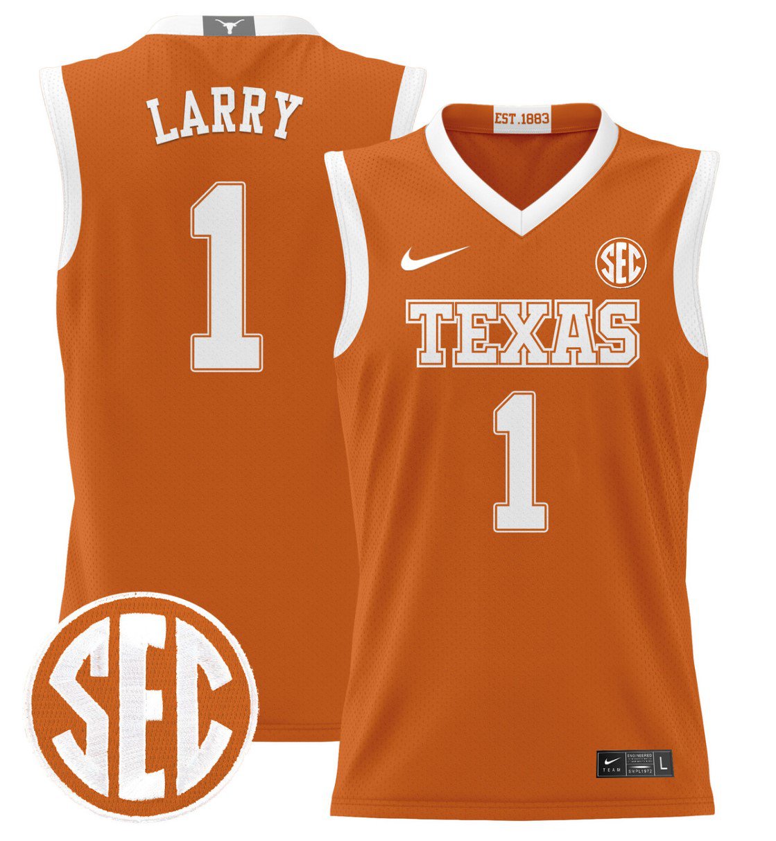 Julian Larry Jersey #1 Texas Longhorns 2024 Lightweight Basketball Orange