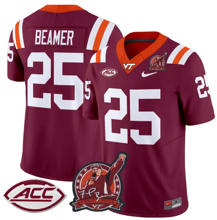 Frank Beamer Jersey #25 Virginia Tech Hokies Coach Frank Beamer Maroon